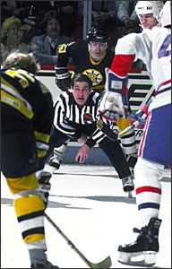 Ray Scapinello sets up a faceoff between the Montréal Canadiens and the ...